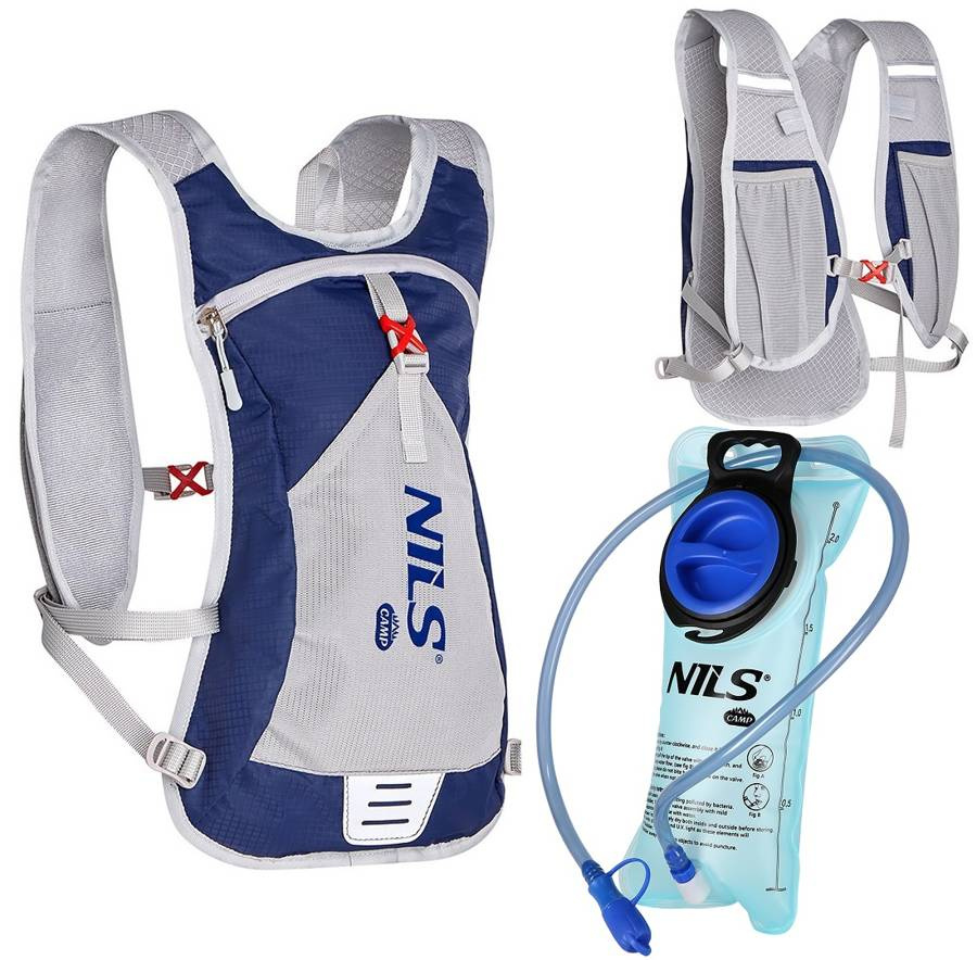 NILS Plecak Rowerowy Biegowy Sportowy 10 L + Bukłak Niebieski | KRONOS-SHOP